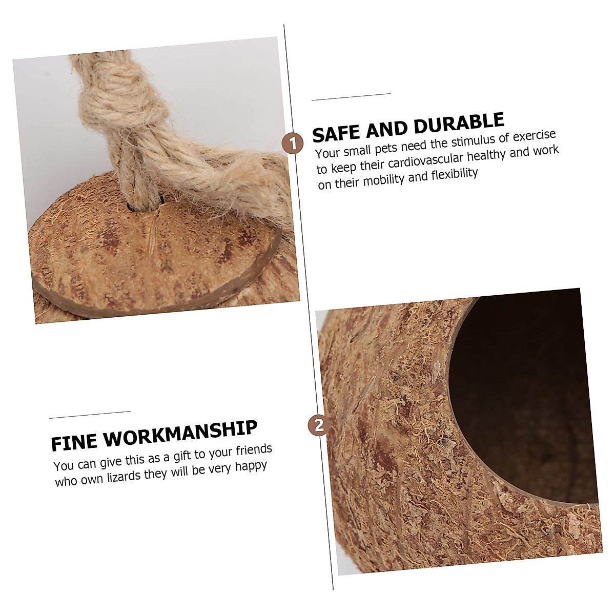 POPETPOP Natural Lizard Nest Kit 2-Piece Pet Villa Nest Vine Cozy Warm Bed for Small Reptiles Semi-Closed for Temperature Retention Pet Enthusiasts