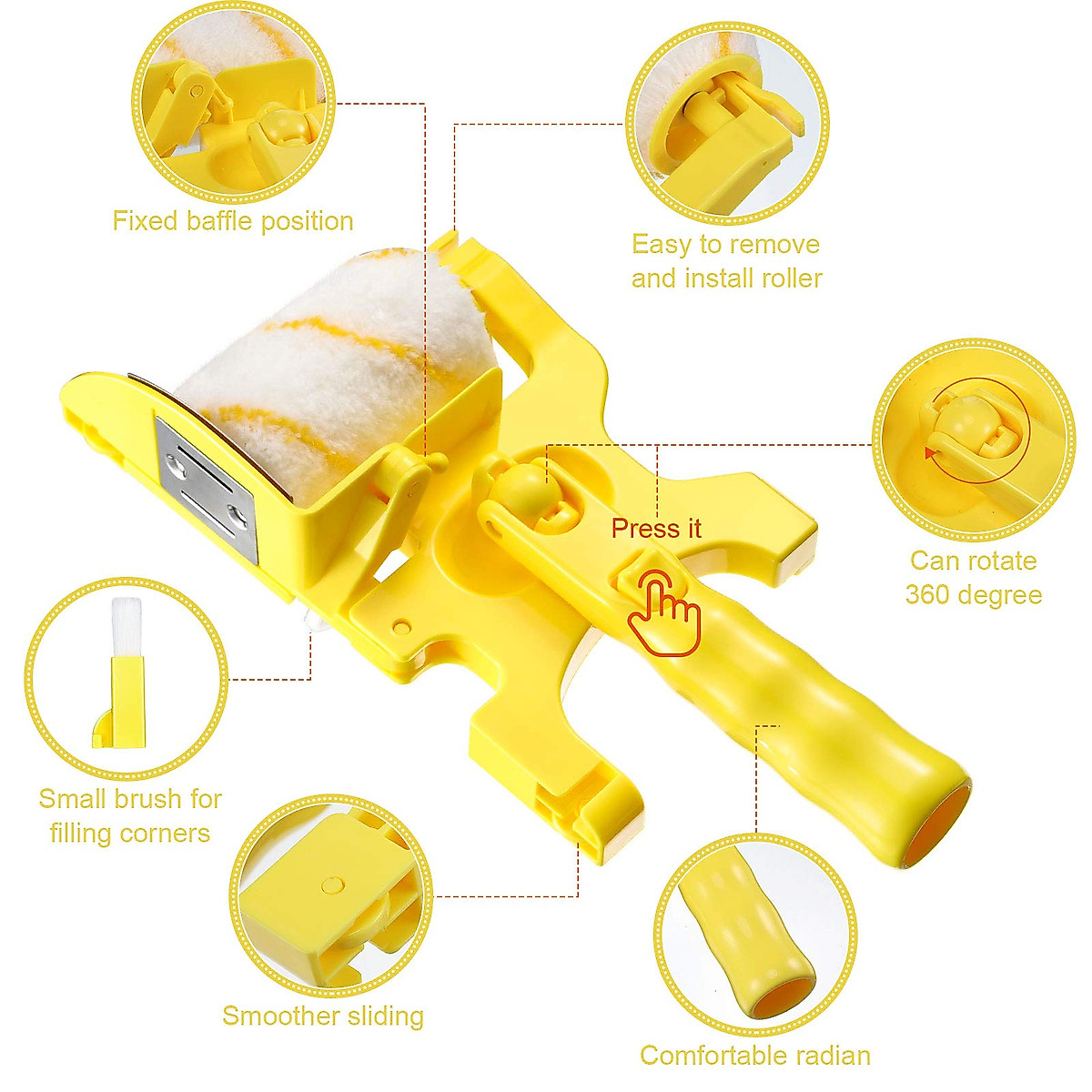 Set of 9 Paint Edger Combo Kit Paint Edger Roller Brush Multifunctional Handheld Clean-Cut Paint Edger with Extra Replacement Roller and Brush for Room Wall Ceiling Indoor Outdoor Painting (XT Style)