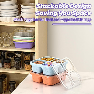 Snack Boxes (7 Pack) Stackable - Reusable Bento Lunch Box Set for Kids and Adults, Sturdy and Easy-to-Clean Meal Prep Containers, Microwave, Freezer, and Dishwasher Safe, BPA-Free (7 Colors)