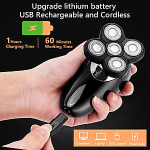 Head Shavers for Bald Men, 5 in 1 Facial & Body Grooming Set Electric Shaver Hair Trimmer Beard Electric Razor for Men Bald Shaving Machine Digital LCD Display