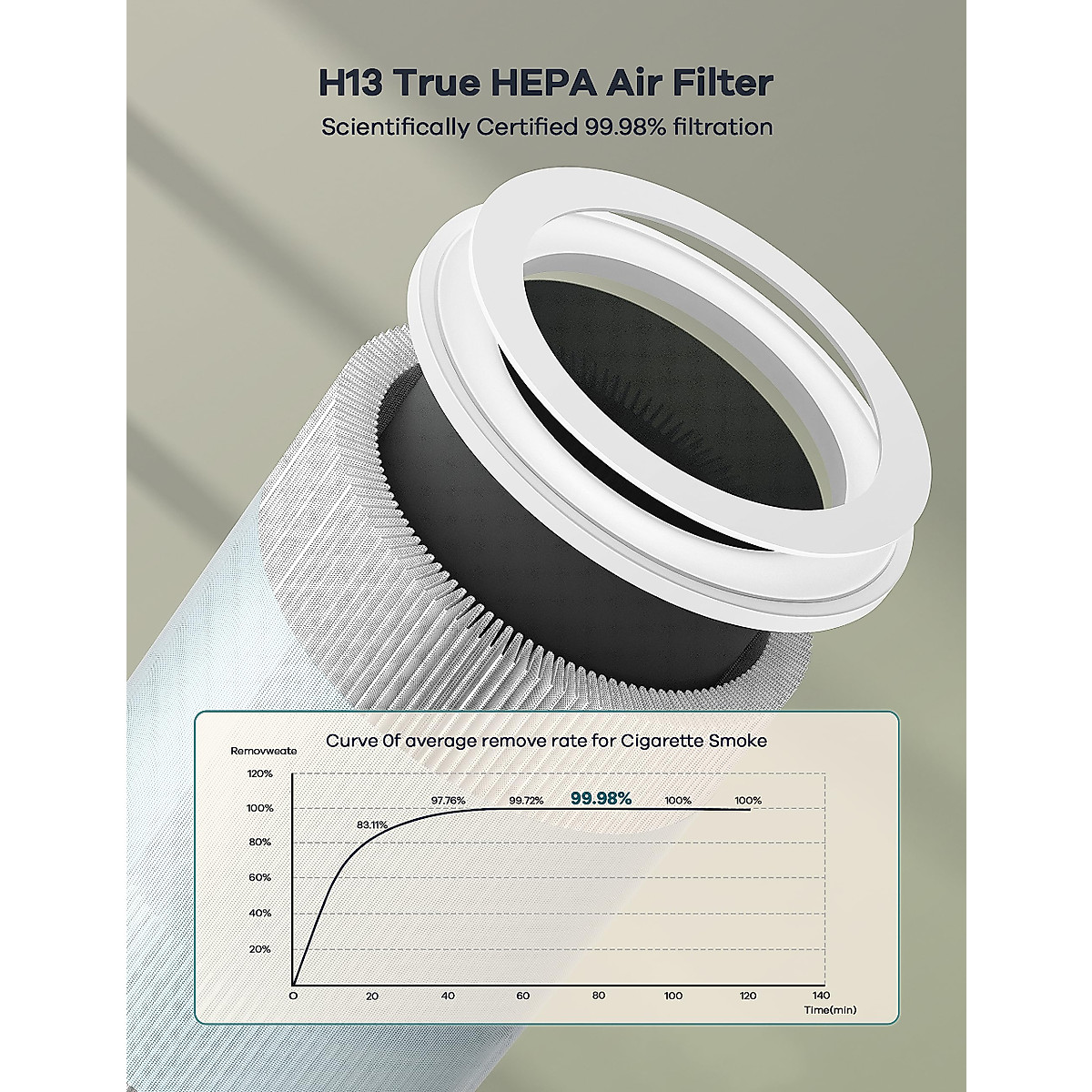 WELOV P100 Mini/P100 Mini Pro Air Purifier Replacement Filter, H13 True HEPA High-Efficiency Activated Carbon Filter for Pet Hair Dander Wildfire Smoke Pollen Dust Mite Kitchen Smells Odor