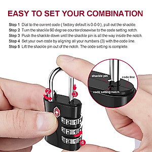 ZHEGE Luggage Locks, TSA Approved Locks, 3 Dial Zipper Lock with (80CM) Cable for Suitcases, Backpack, Baggage (Rose Gold, 2 Pack)