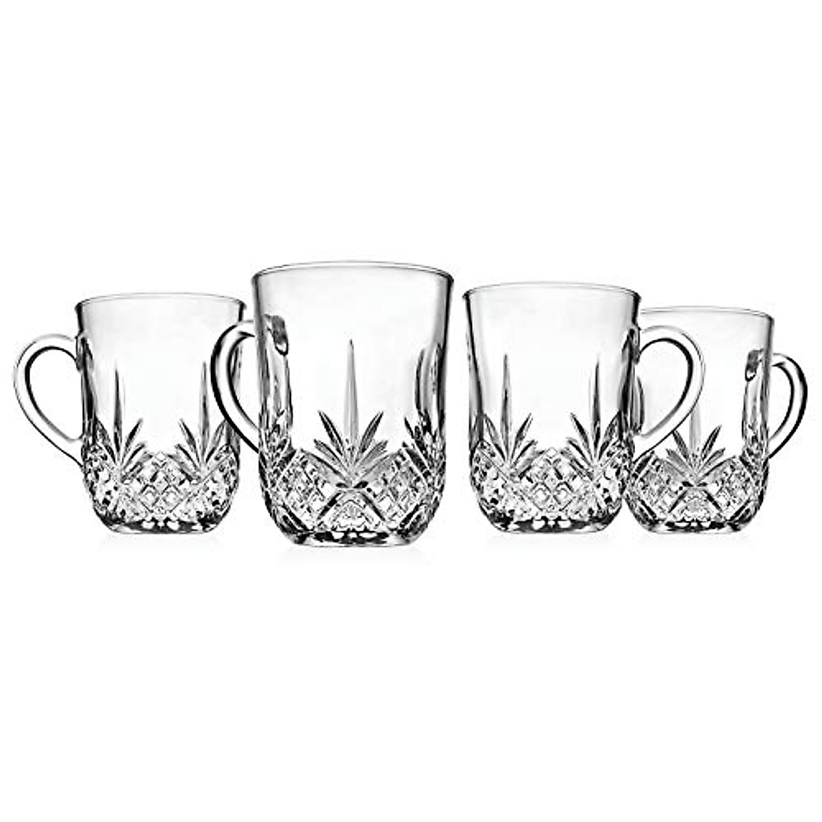 Godinger Coffee Mugs, Glass Coffee Mug Cups Set - Dublin Collection, Set of 4