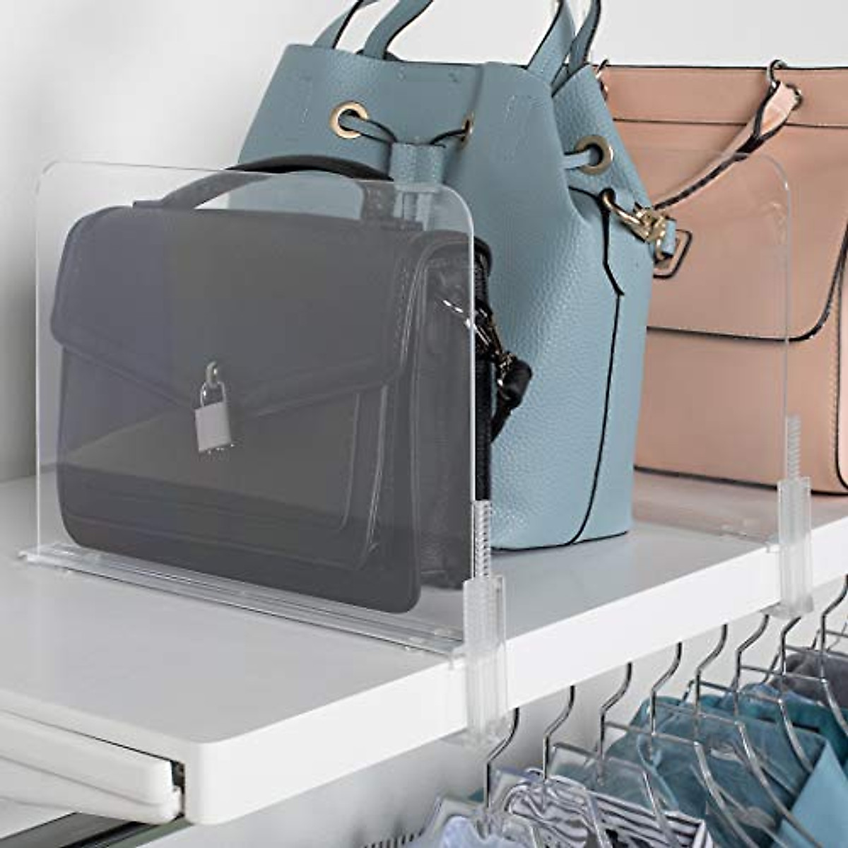 Richards Acrylic Closet Shelf Divider and Separator 6 Pack- Great for Storage and Organization in Bedroom, Bathroom, Kitchen and Office Shelves, Clear (9875300-3)