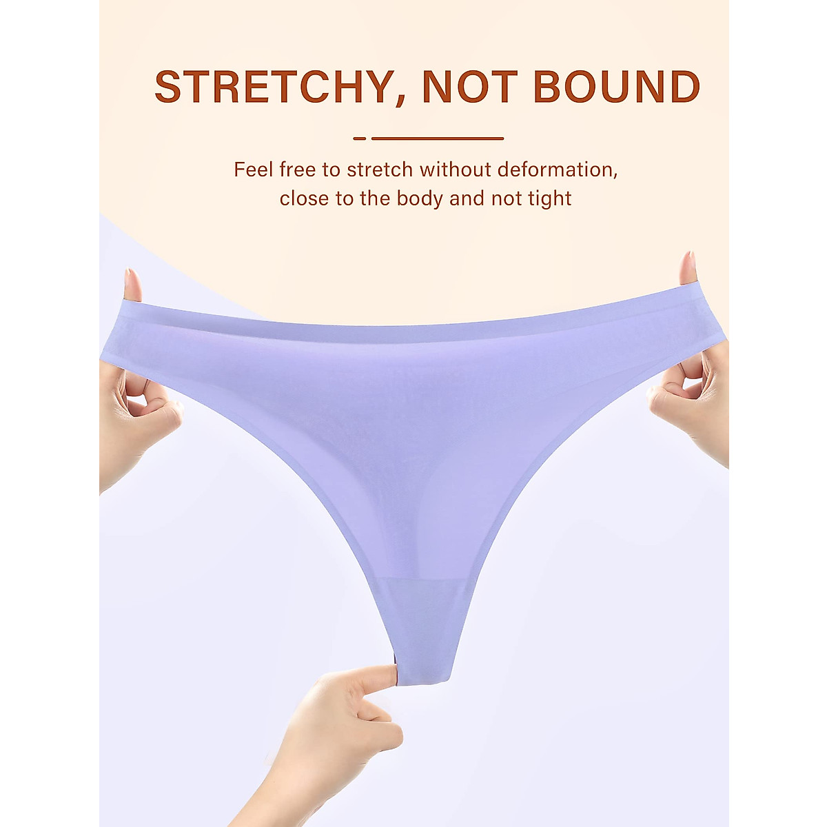 Sunm Boutique 6 Pack Seamless Thongs for Women No Show Thongs Nylon Stretch Thong Panties Underwear XS-XXL