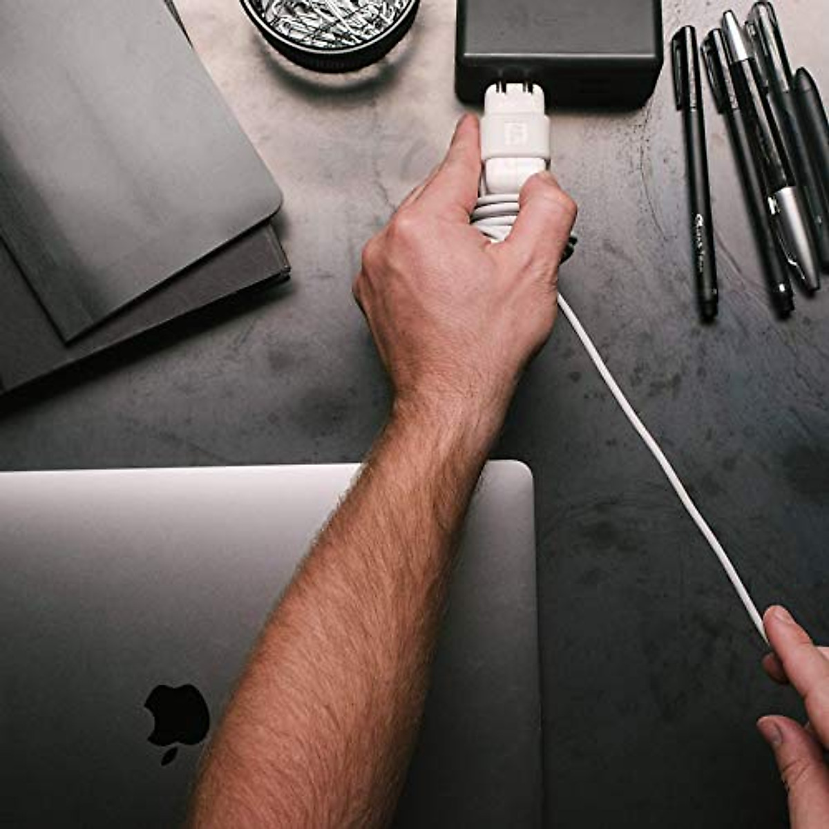 The Snap Back Charger Winder Compatible with Apple 30W USB-C Chargers for Travel and Cable Management