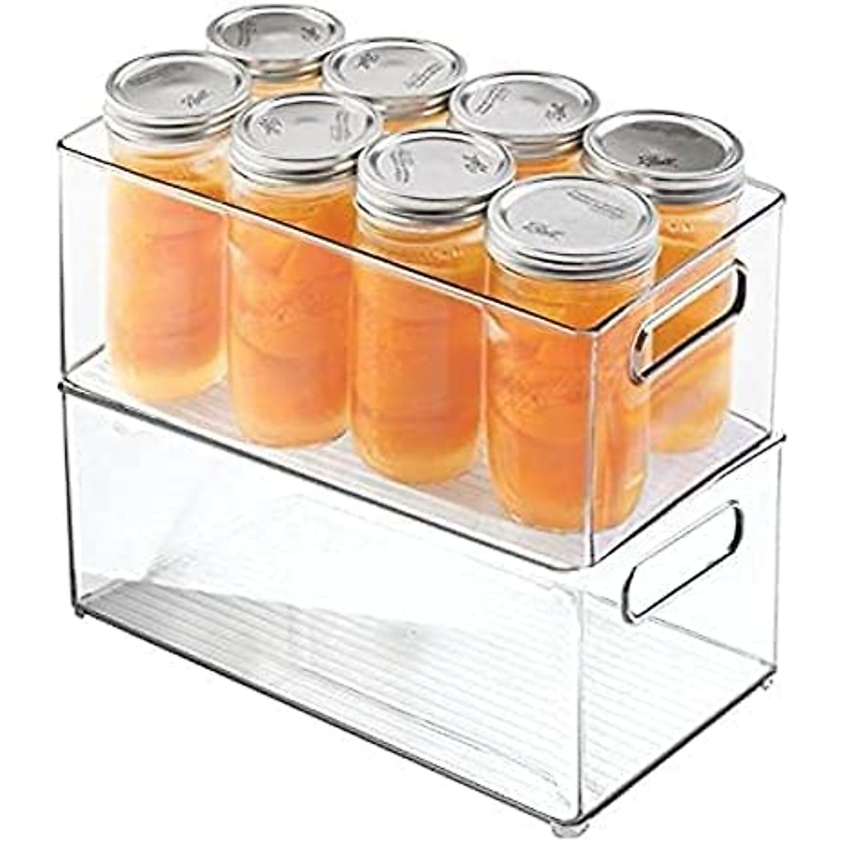 Upgraded 6 x Clear Organizer Storage Bin with Handle Compatible with Kitchen I Best Compatible with Refrigerators, Cabinets & Food Pantry - 10" x 5" x 6"