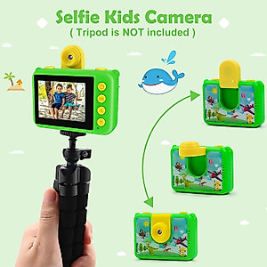 AILEHO Kids Camera - Underwater Camera for Kids Girls Boys, Waterproof Digital Camera, Toddler Toys Kids Selfie Video Camera Recorder for Birthday for Girls Boys Age 3-12 (Green)