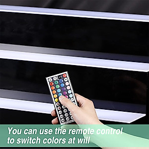 MESAILUP Acrylic LED Liquor Bottle Display Shelf 16 Inch 3 Step Detachable Acrylic Lighted Bar Shelf with RF Remote Controller for Home Commercial Bar Countertop Display Stand (3Tier,16 inch)