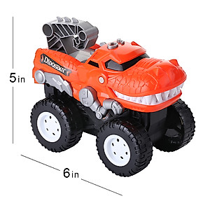 Dinosaur Monster Trucks - 2 Battery Operated Toddler Truck Car Toys, Lights & Sounds - Roaring T-Rex, Dinosaur Shark Kids Toys for Boys & Girls