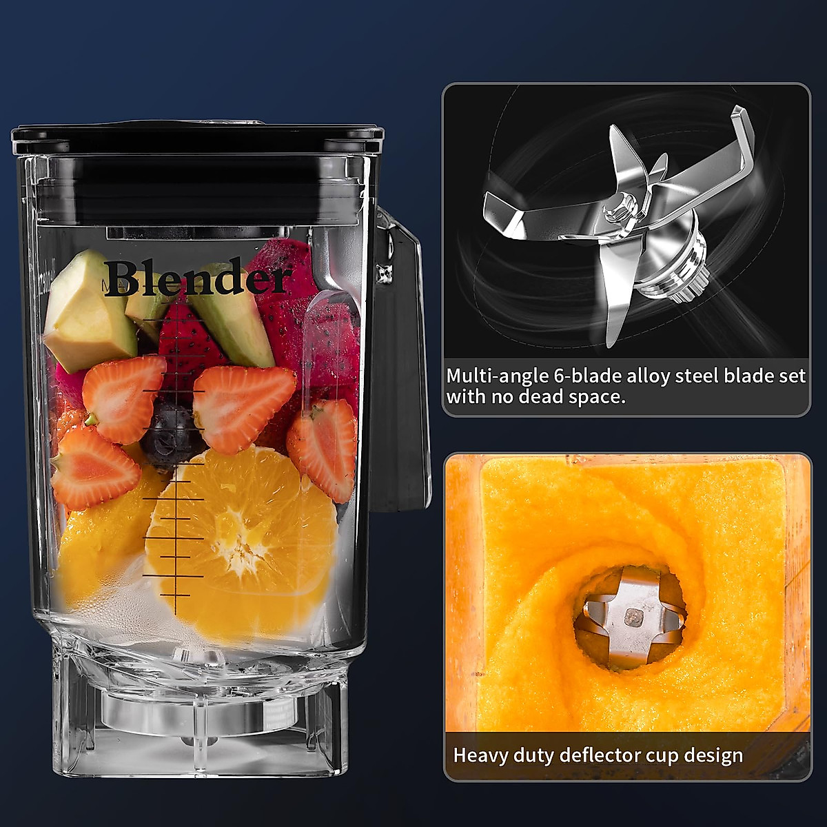 WaterElfo Professional Commercial Blender 2200W 1.58QT 51OZ Quiet Blender Brushless Motors Commercial Smoothies, Frozen Drinks, Self-Cleaning Silver Grey