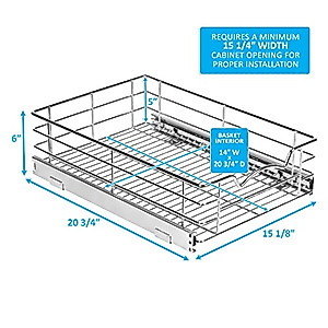 HOLDN’ STORAGE Pull Out Cabinet Organizers – 5” High Slide Pull Out Drawers for Kitchen Cabinets – Heavy Duty-with 5 Year Limited Warranty – Basket Size 14"W x 21"D x 5"H