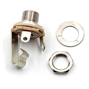 Electrosocket Jack Plate for Telecasters - Polished Nickel Finish + Switchcraft J11 Mono Jack