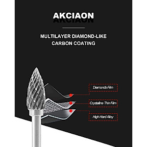 AKCIAON Carbide Burr Set 20PC Rotary Grinder Burr Bits,1/8" Shank Die Grinder Bits,Professional Tungsten Double Cutting Burrs Compatible with Dremel Carbide Bits for Metal Carving Grinding Engraving…