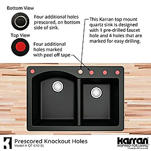 Karran QT-610 Drop-In Quartz Composite 33 in. 1-Hole 60/40 Double Bowl Kitchen Sink in Concrete