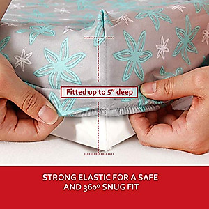 Pack and Play Sheets, 2 Pack Compatible with Graco Pack n Play/Mini Crib,100% Soft and Breathable Microfiber, Planet & Flower