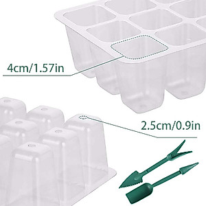 DAPANGYOUNG 3 Pack Seed Starter Tray Kit fo Glove Plant with Adjustable Humidity Dome and Base Trays Seedling for Germination Growing, Greenhouse Grow (12 Cells per Tray) (Black), 7 x 5.5 2 inches