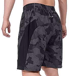 Santic Men's Mountain Bike Shorts Padded Pack of Two Cycling Shorts with Liner Loose-fit Stretchy Zipper Pockets Bicycle MTB Shorts Trail Camo Black XL