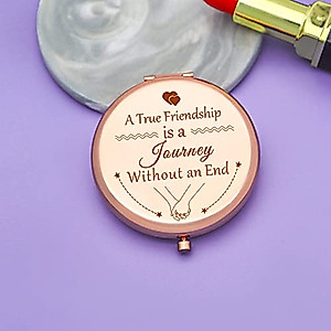Friendship Gifts for Sister for Best Friends Rose Gold Compact Mirror Birthday Gifts for BFF Bestie Graduation Gifts for Soul Sister True Friendship Gifts for Women Girl