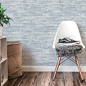 Tempaper Blue Moon Moire Dots Removable Peel and Stick Wallpaper, 20.5 in X 16.5 ft, Made in the USA