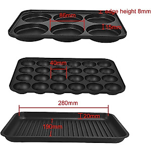 HeHoGoGo 3 in 1 Multifunctional Electric Griddle Electric Skillet Nonstick Baking Maker with 3 Interchangeable Pan Takoyaki Maker Cake Pop Maker Pancake Maker Red