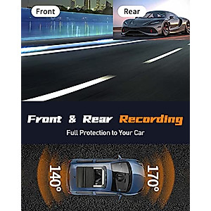 V6D Dash Cam Front and Rear,4K+1080P Dual Dash Camera for Cars,Built-in WiFi GPS Car Camera,3.18-inch Display Dashcam,170° Wide Angle Dashboard Camera Recorder, Night Vision, Parking Monitor