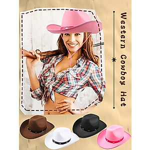 SGBETTER 4 Pack Cowboy Hat Felt Studded Western Rodeo Texan Cowboy Cowgirl Hat for Adult Cowboy Theme Party Costume Accessory Cosplay Dress up, 4 Colors