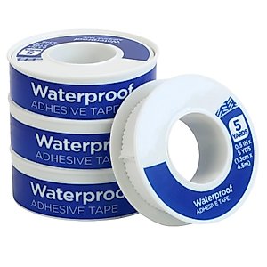 Iconikal First Aid Waterproof Adhesive Tape, White, 0.5 Inch x 5 Yards, 4-Pack