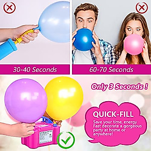 ID IDAODAN Portable Dual Nozzle Rose Red 110V 600W Electric Balloon Blower Pump/Electric Balloon Inflator for Decorations
