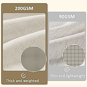 BOODII Tan Linen Shower Curtain with Snap in Liner Heavy Duty 200GSM Textured Beige Farmhouse Rustic Shower Curtain with See Through Top Window Cream Double Shower Curtain Burlap Country Style 72x72