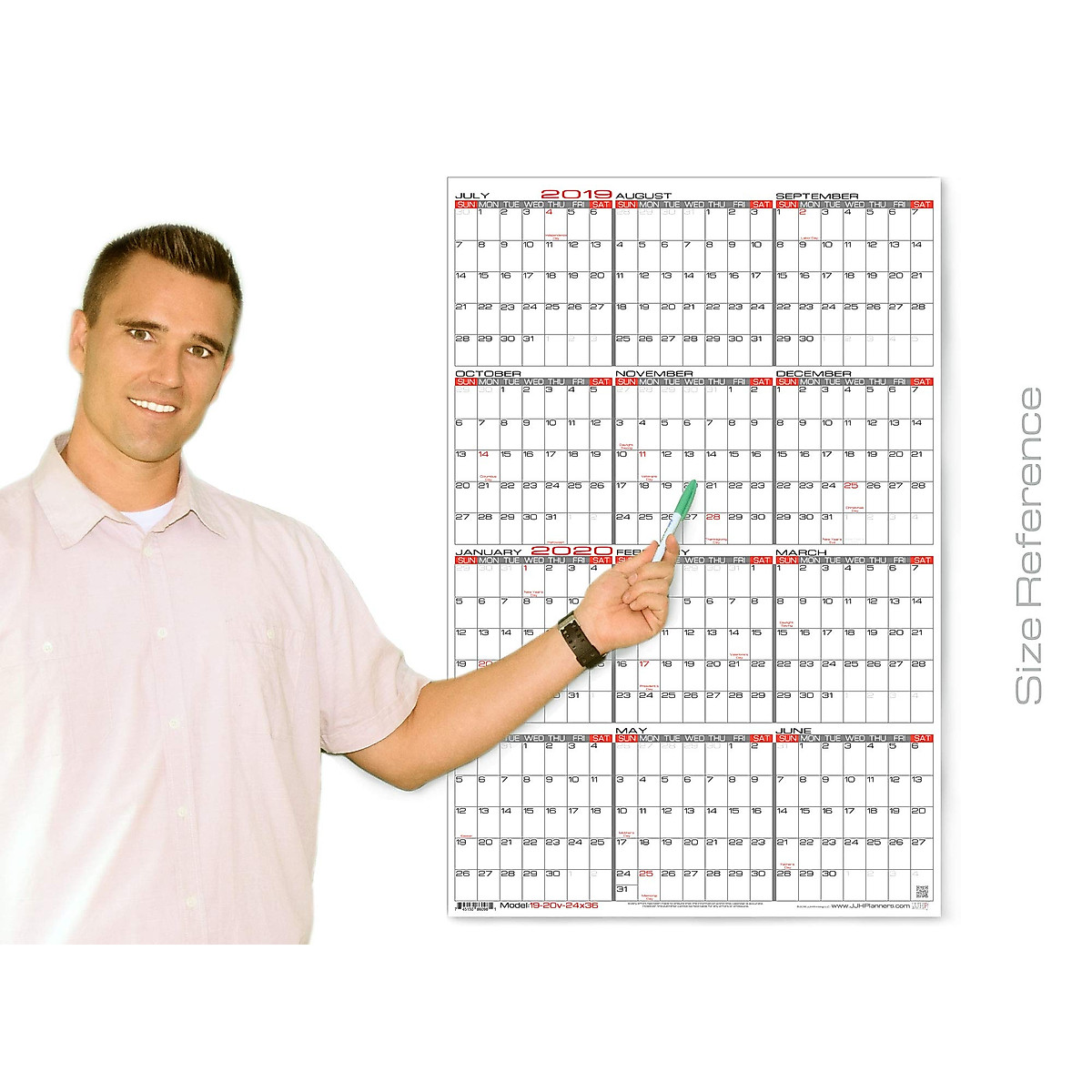 JJH Planners - Paper - 24" x 36" Large Academic 2024-2025 Wall Calendar - Vertical 12 Month Yearly Annual Planner (P-24-25v-24x36)