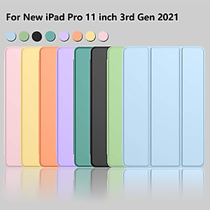 iMieet New iPad Pro 11 Inch Case 2022(4th Gen)/ 2021(3rd Gen) with Pencil Holder [Support iPad 2nd Pencil Charging/Pair],Trifold Stand Smart Case with Soft TPU Back,Auto Wake/Sleep(Sky Blue)