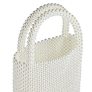 Grandxii Pearl Clutch Purse White Summer Handbag Tote Bag Evening Party Bag With Pearls For Women