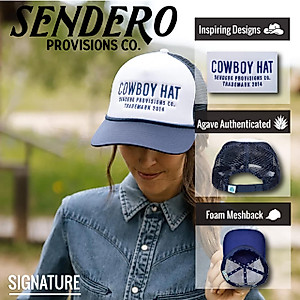 Sendero Provisions Co. Cowboy Hat Embroidered Logo Snapback Trucker Cap One Size (Blue/White)