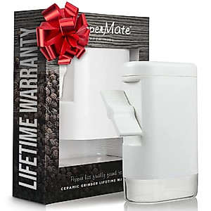 PepperMate Traditional Pepper Mill 723 - Turnkey High Volume Salt and Gourmet Peppercorn Grinder (White)