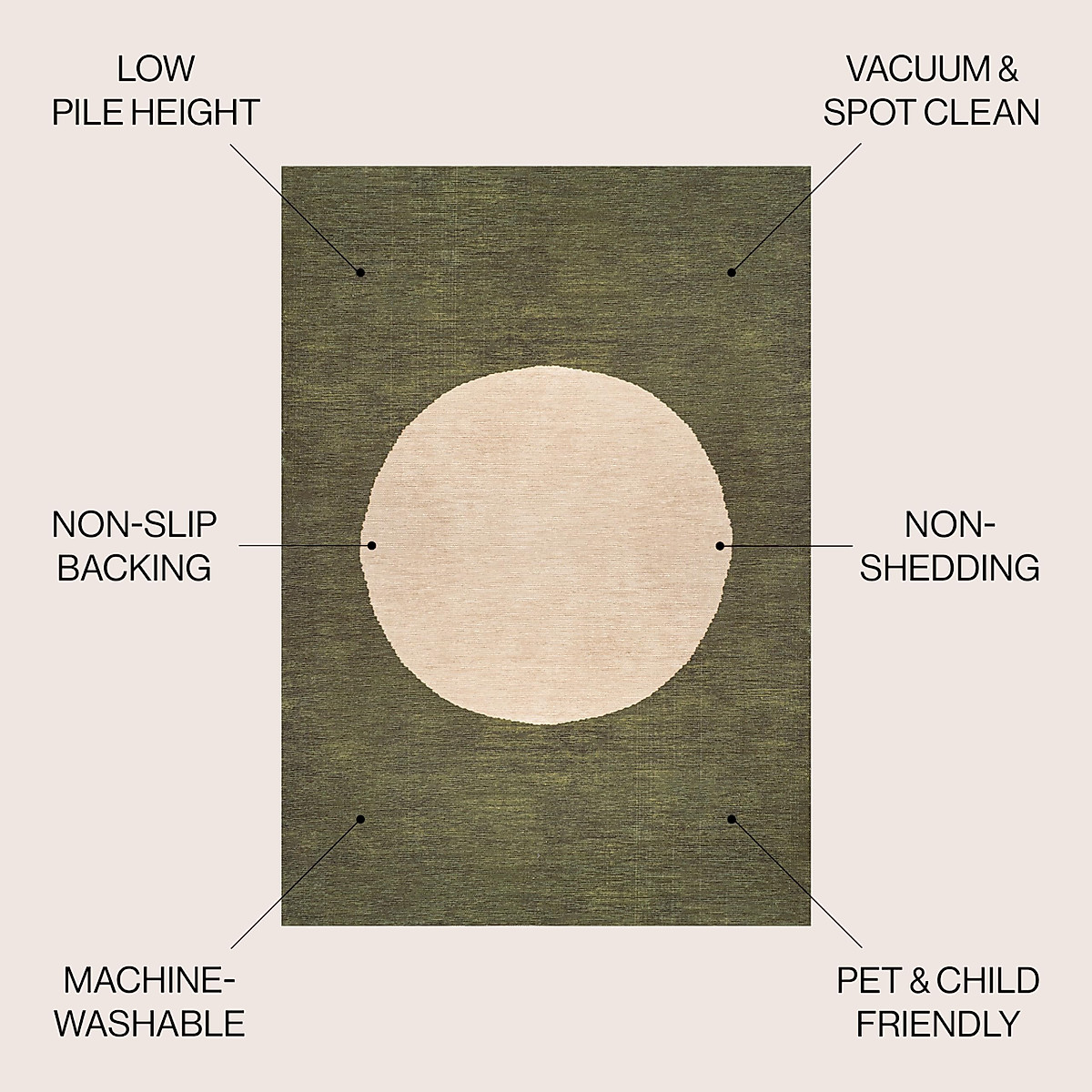 JONATHAN Y WSH113B-9 Cirkel Minimalist Geometric Dot Machine-Washable Indoor Area-Rug, Scandinavian, Modern, Bohemian Easy-Cleaning,Bedroom,Kitchen,Living Room,Non Shedding, Green/Cream, 9 X 12