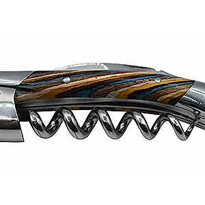Laguiole En Aubrac Sommelier Waiter's Corkscrew, Samba Wood With Brown Veins Handle, Wine Opener With Foil Cutter & Bottle Opener, Stainless Steel Shiny Bolsters