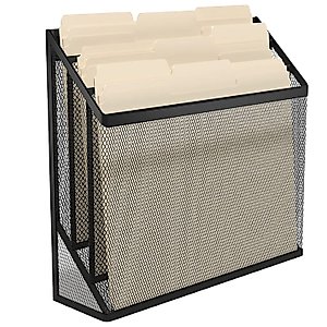 1InTheOffice 3 Tiers File Folder Organizer, Desk Sorter, Black Mesh Organizer