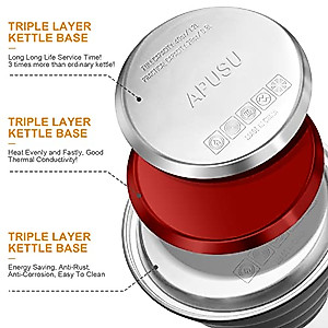 Pour Over Coffee Kettle - Black Gooseneck Kettle with Thermometer - Premium Stainless Steel Coffee Maker Tea Pot, Update Triple Layered Base for all Stovetops, 40 floz/1200ml