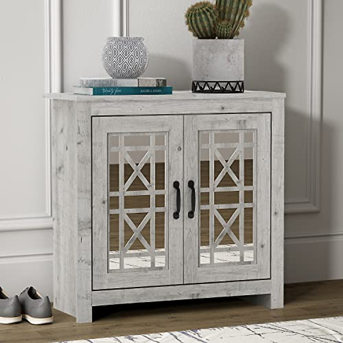 Galano Isadora 12 Pair Shoe Cabinet with 2 Door, Modern Shoe Rack, Standing Shoe Cabinet, Shoe Storage with Doors, Shoe Rack, Shoe Organizer for Home, Office