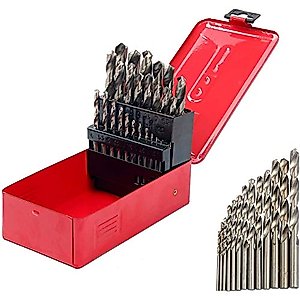 38pcs Twist High Speed Steel Drill Set Drilling Bit Metal Metric Tool 1-13mm, 118 Degree Split Point Angle, with Metal Case, HSS Drill Bit