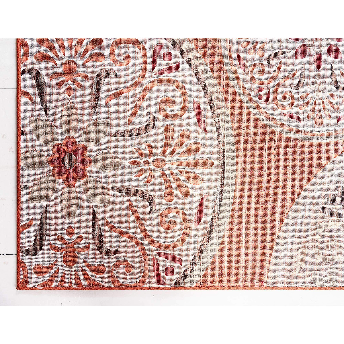 Unique Loom Outdoor Modern Collection Area Rug (7' 1" x 10' Rectangle, Terracotta/ Burgundy)