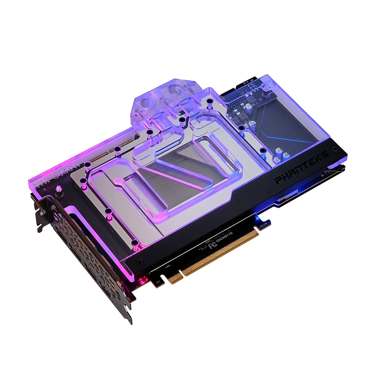 Phanteks (PH-GB3090TIGB_BK01_BP) Glacier G3090Ti GIGABYTE for GIGABYTE AORUS Xtreme/Gaming RTX 3090 Ti, Nickel-Plated Copper Block, Acrylic, Aluminum Cover Plate, Digital-RGB, Black