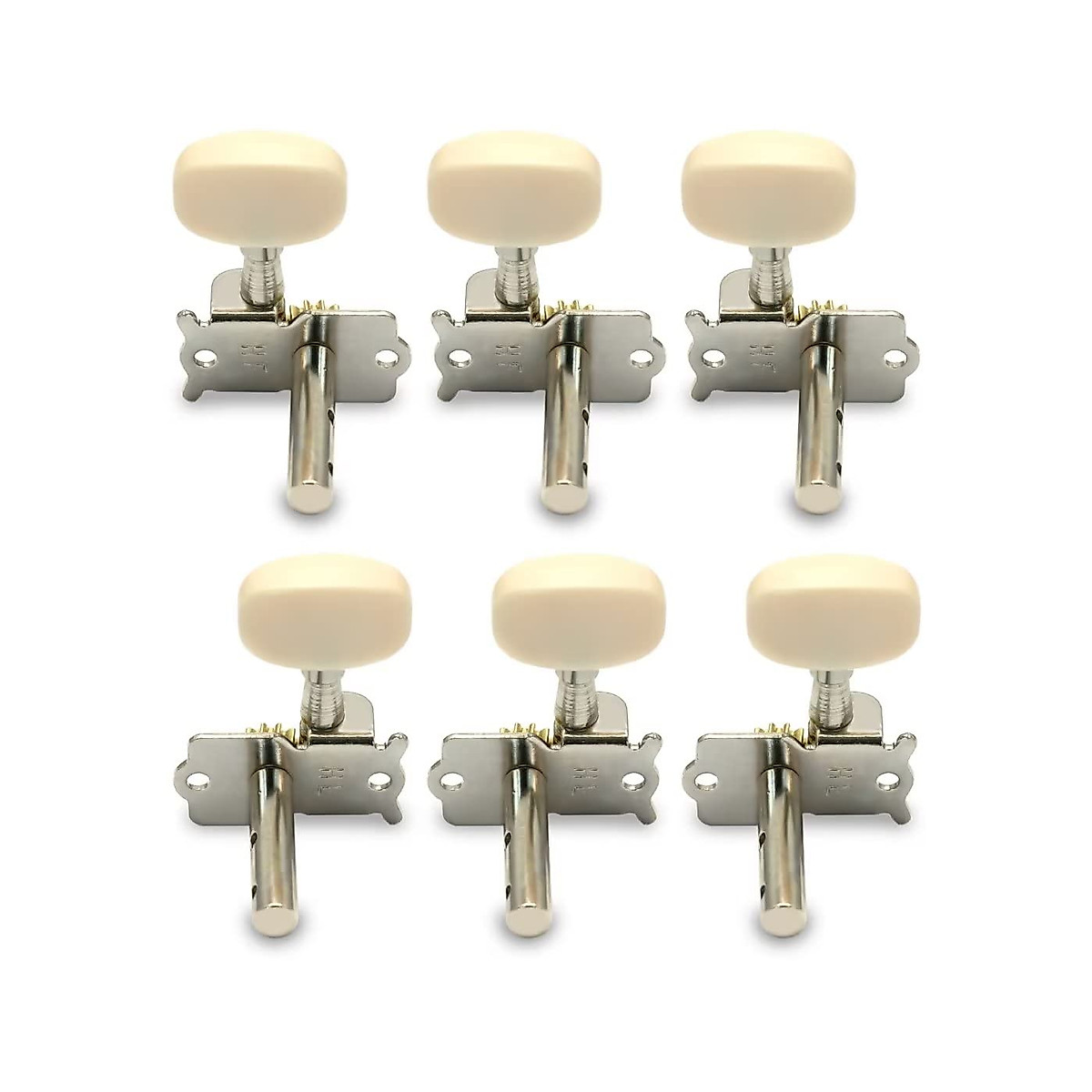 Metallor Guitar Machine Heads Tuning Pegs Tuners for Classical Acoustic Folk Guitar Individual Double Hole Chrome 3L 3R.