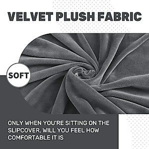 XYMHUN Velvet Armchair Covers 2 Pieces Chair Covers for Living Room Super Stretch Anti Slip Chair Slipcovers with Arms Dogs Pets Armchair Furniture Protector with Elastic Bottom (Grey, Chair)