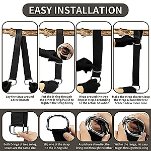 [New 2023] Tree Swing Hanging Straps Kit, 10FT Extra Long Heavy Duty Tree Swing Strap Holds 4000 LBS, Tree Swing Hammock with Safer Lock Snap Carabiner Hooks,Perfect for Swings or Hammock