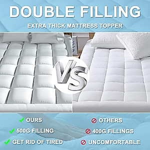 JTE Twin Mattress Pad for Back Pain, 100% Waterproof Extra Thick Quilted Fitted Mattress Protector, Breathable Cooling Mattress Topper Bed Cover Pillow Top 8-21" Deep Pocket(39 * 75 Inches, White)