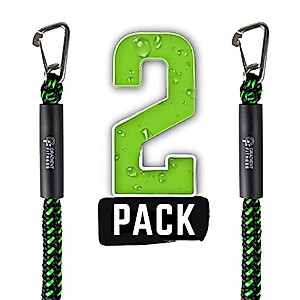 Gradient Fitness Bungee Dock Line (4' - 2 Pack) | Marine Rope Boat Dock Lines Make Docking & Boarding Easy for Jetski, Kayak, Pontoon. Boat Accessories Stretch 4'-5.5'. Mooring Boat Rope Absorbs Shock