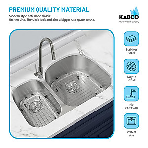 KABCO Staineless Steel Classic Kitchen Sink, Extra Thick 18 Gauge Undermount Rust, Sound and Heatproof Sink (UD113RSSG)
