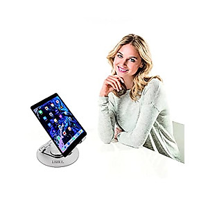 LIKEKIL Aluminum Phone Tablet Stand, Foldable,Adjustabl, 360° Rotating Base, Compatible with iPhone/iPad/Switch/Kindle/Tab（4-12.9"）(Silver)
